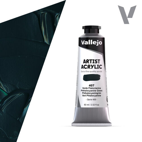 NEW! Vallejo 16407 407 Acrylic Artist Color - Phtalo Green