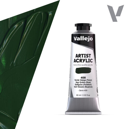 NEW! Vallejo 16408 408 Acrylic Artist Color - Sap Green (Hue)