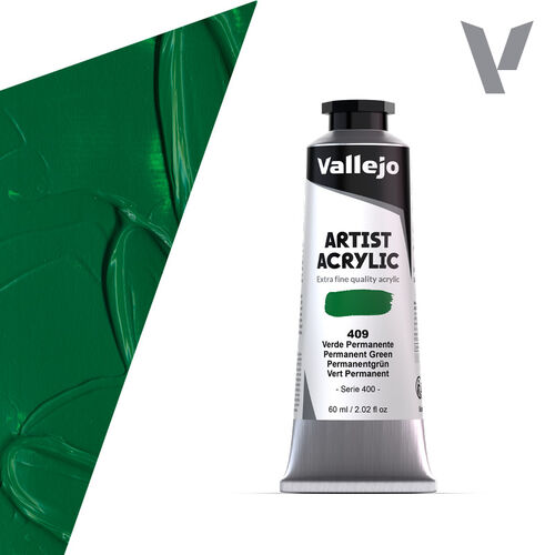 NEW! Vallejo 16409 409 Acrylic Artist Color - Permanent Green
