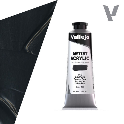 NEW! Vallejo 16412 412 Acrylic Artist Color - Payne’s Grey