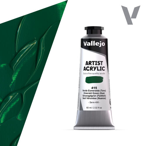NEW! Vallejo 16415 415 Acrylic Artist Color - Emerald Green (Hue)