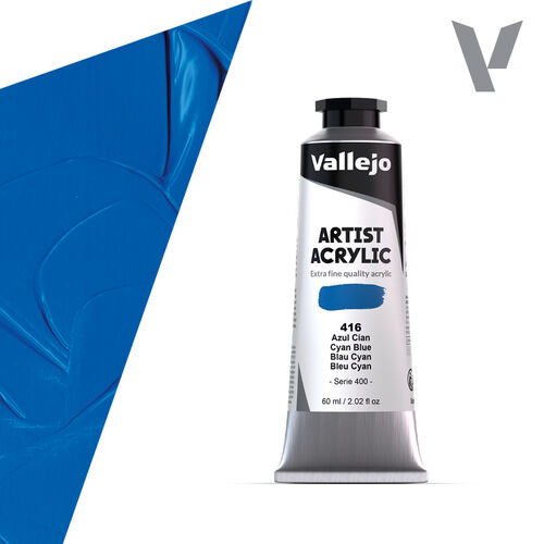 NEW! Vallejo 16416 416 Acrylic Artist Color - Cyan Blue