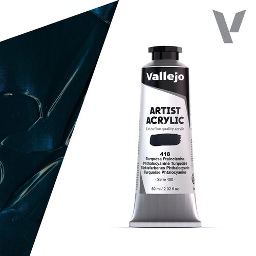 NEW! Vallejo 16418 418 Acrylic Artist Color - Phtalocyanine Turquoise