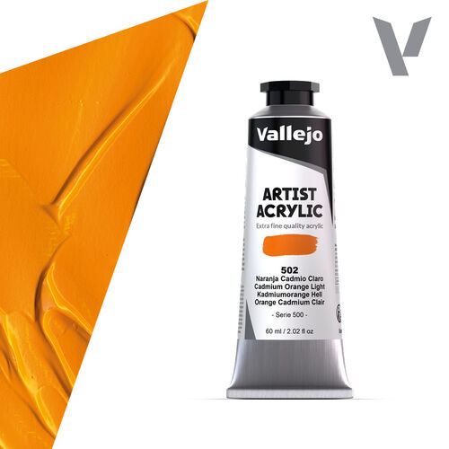 NEW! Vallejo 16502 502 Acrylic Artist Color - Cadmium Orange Light
