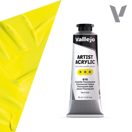 NEW! Vallejo 16616 616 Acrylic Artist Color - Fluorescent Yellow