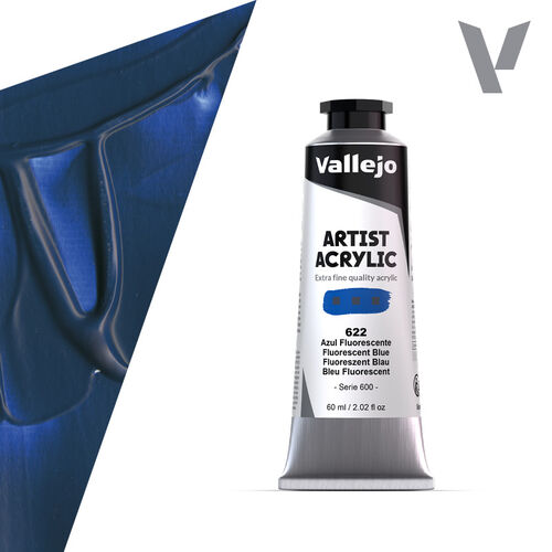 NEW! Vallejo 16622 622 Acrylic Artist Color - Fluorescent Blue