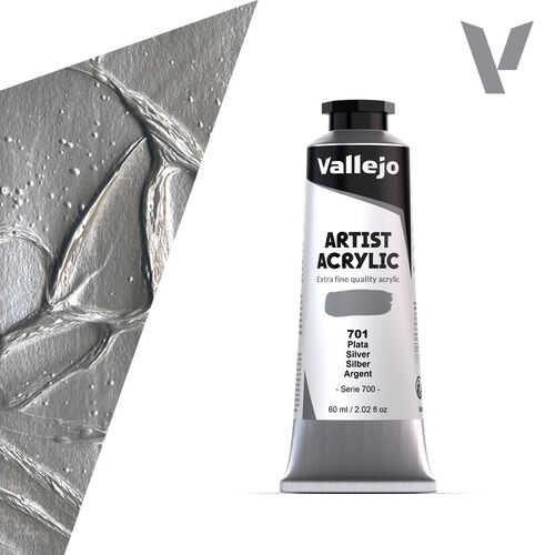 NEW! Vallejo 16701 701 Acrylic Artist Color - Silver