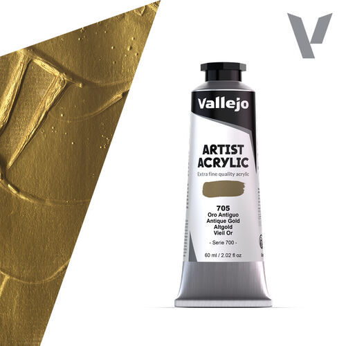 NEW! Vallejo 16705 705 Acrylic Artist Color - Antique Gold