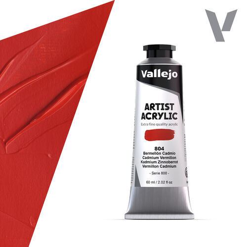 NEW! Vallejo 16804 804 Acrylic Artist Color - Cadmium Vermillion