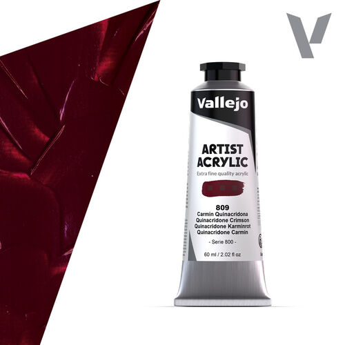 NEW! Vallejo 16809 809 Acrylic Artist Color - Quinacridone Crimson