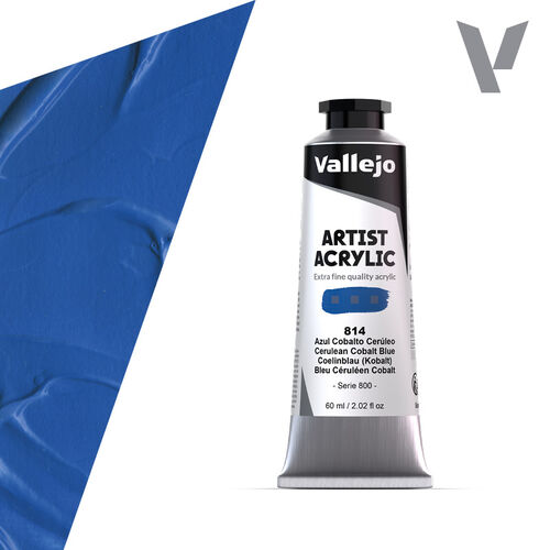 NEW! Vallejo 16814 814 Acrylic Artist Color - Cerulean Cobalt Blue
