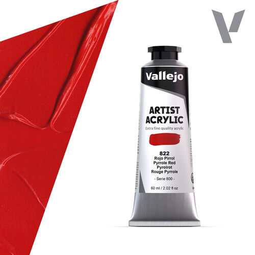 NEW! Vallejo 16822 822 Acrylic Artist Color - Pyrrole Red