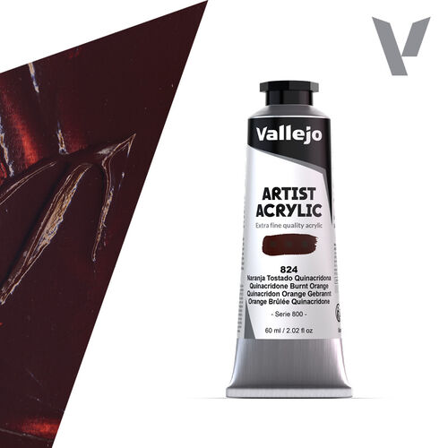 NEW! Vallejo 16824 824 Acrylic Artist Color - Quinacridone Burnt Orange