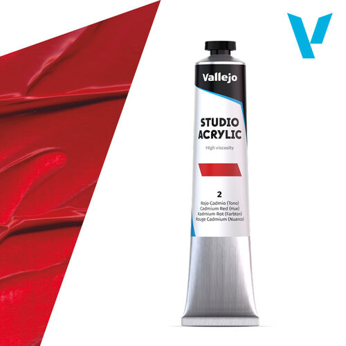 NEW! Vallejo 21002 2 Studio Acrylic - Cadmium Red (Hue)
