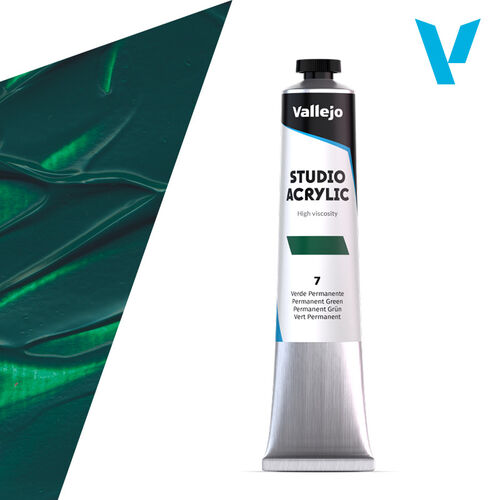NEW! Vallejo 21007 7 Studio Acrylic - Permanent Green