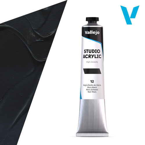 NEW! Vallejo 21012 12 Studio Acrylic - Mars Black