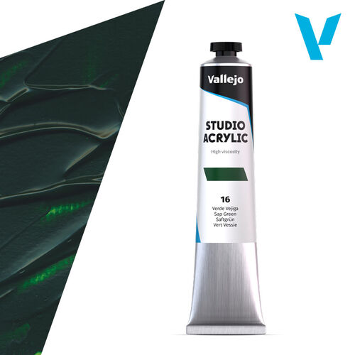 NEW! Vallejo 21016 16 Studio Acrylic - Sap Green (Hue)