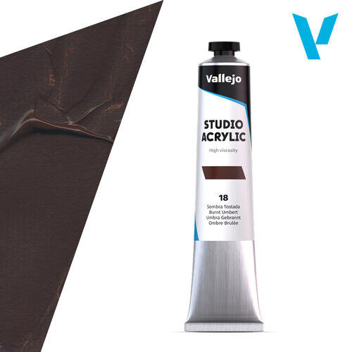 NEW! Vallejo 21018 18 Studio Acrylic - Burnt Umber