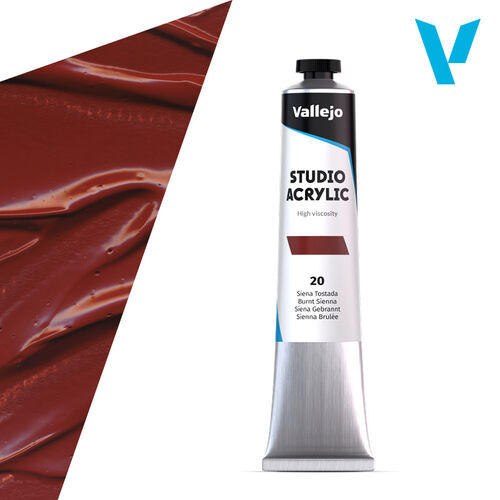 NEW! Vallejo 21020 20 Studio Acrylic - Burnt Sienna