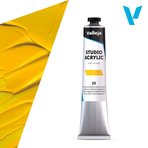 NEW! Vallejo 21022 22 Studio Acrylic - Cadmium Yellow Deep (Hue)