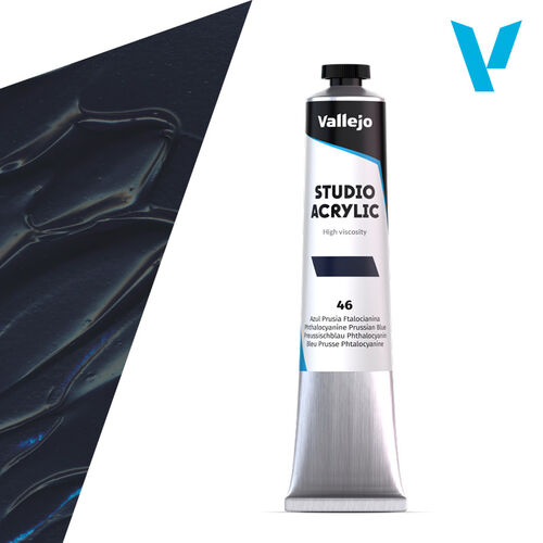 NEW! Vallejo 21046 46 Studio Acrylic - Prussian Blue Phtalo