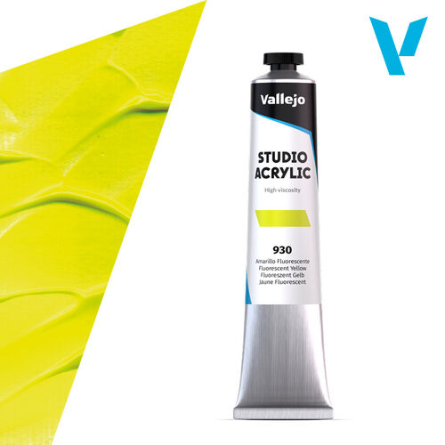 NEW! Vallejo 21930 930 Studio Acrylic - Fluorescent Yellow