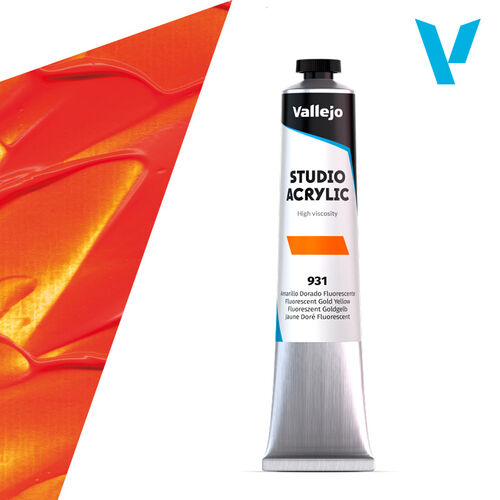 NEW! Vallejo 21931 931 Studio Acrylic - Fluorescent Gold Yellow