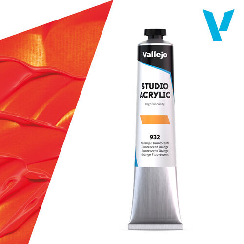NEW! Vallejo 21932 932 Studio Acrylic - Fluorescent Orange