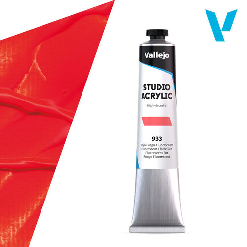 NEW! Vallejo 21933 933 Studio Acrylic - Fluorescent Flame Red
