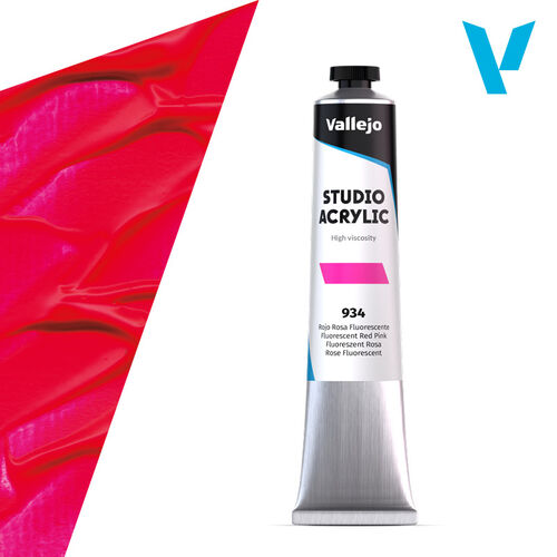 NEW! Vallejo 21934 934 Studio Acrylic - Fluorescent Red Pink