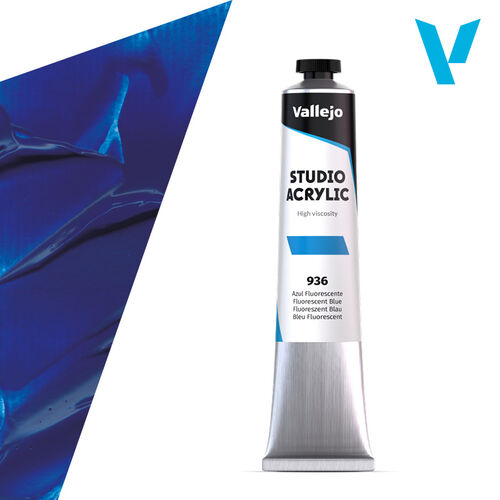 NEW! Vallejo 21936 936 Studio Acrylic - Fluorescent Blue