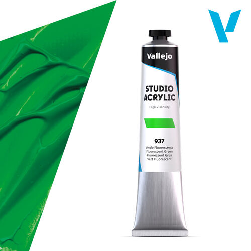 NEW! Vallejo 21937 937 Studio Acrylic - Fluorescent Green