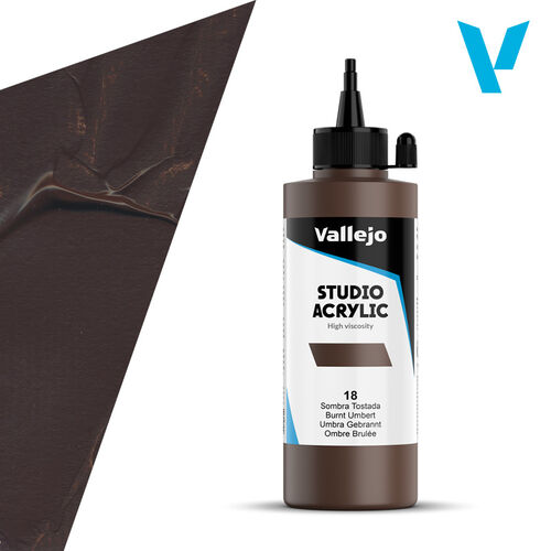 NEW! Vallejo 22018 18 Studio Acrylic - Burnt Umber (Hue)