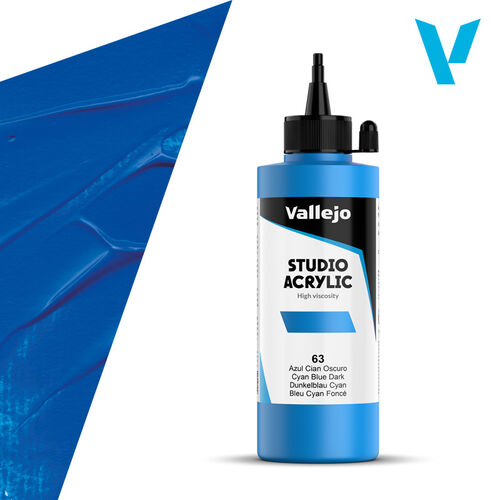 NEW! Vallejo 22063 63 Studio Acrylic - Cyan Blue Dark