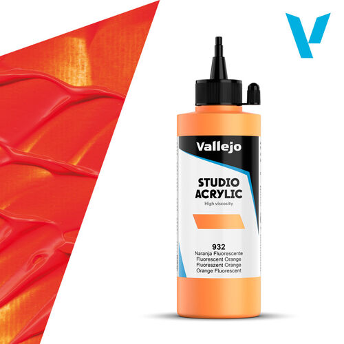 NEW! Vallejo 22932 932 Studio Acrylic - Fluorescent Orange