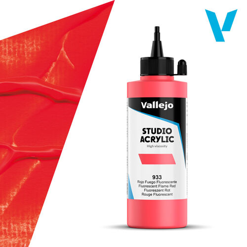 NEW! Vallejo 22933 933 Studio Acrylic - Fluorescent Flame Red