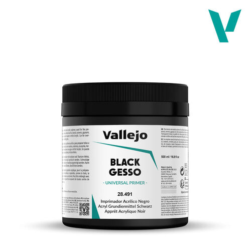 NEW! Vallejo 28491 Artist Gesso Black Universal Primer