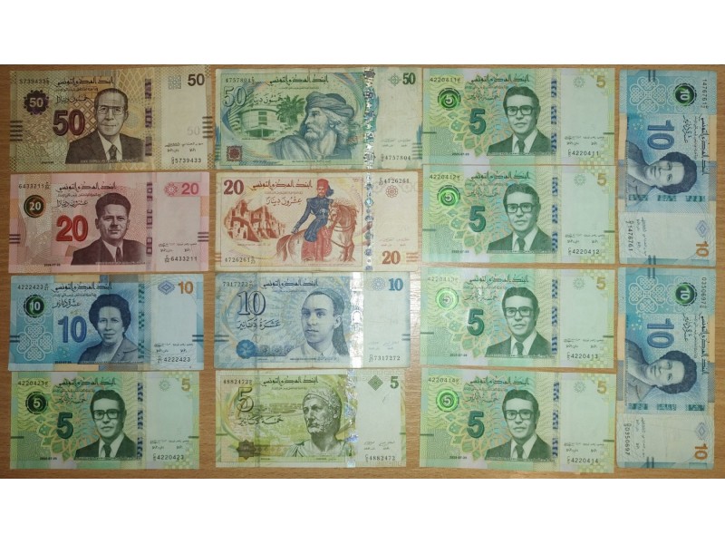 Lot Tunisa UNC-VF 14 banknota