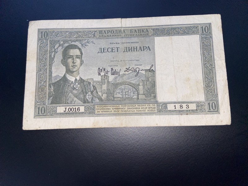 10 DINARA 1939.