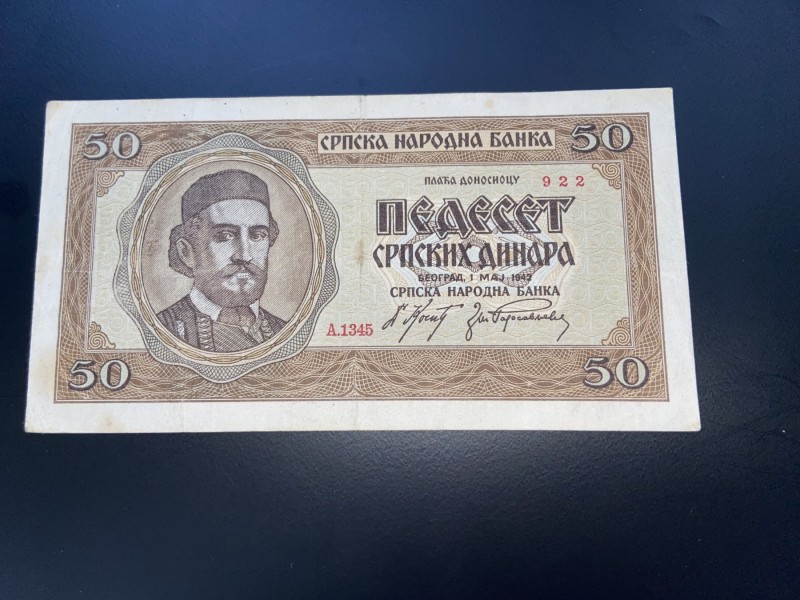 50 DINARA 1942.