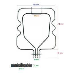 GREJAČ ŠPORETA BOSCH SIEMENS 1500w (800w/230v + 700w/86v) DONJI 00215682 00216375 00215567