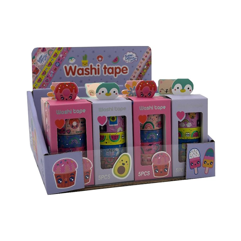 SET WASHI UKRASNIH SELOTEJPA (SADRŽI 4X1.3CM*2M, 1X3CM*2M) YOSUN