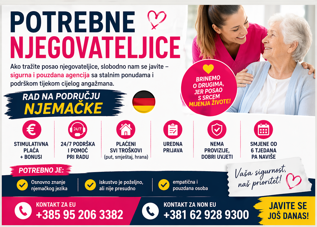 Posao za Njegovateljice u Njemačkoj