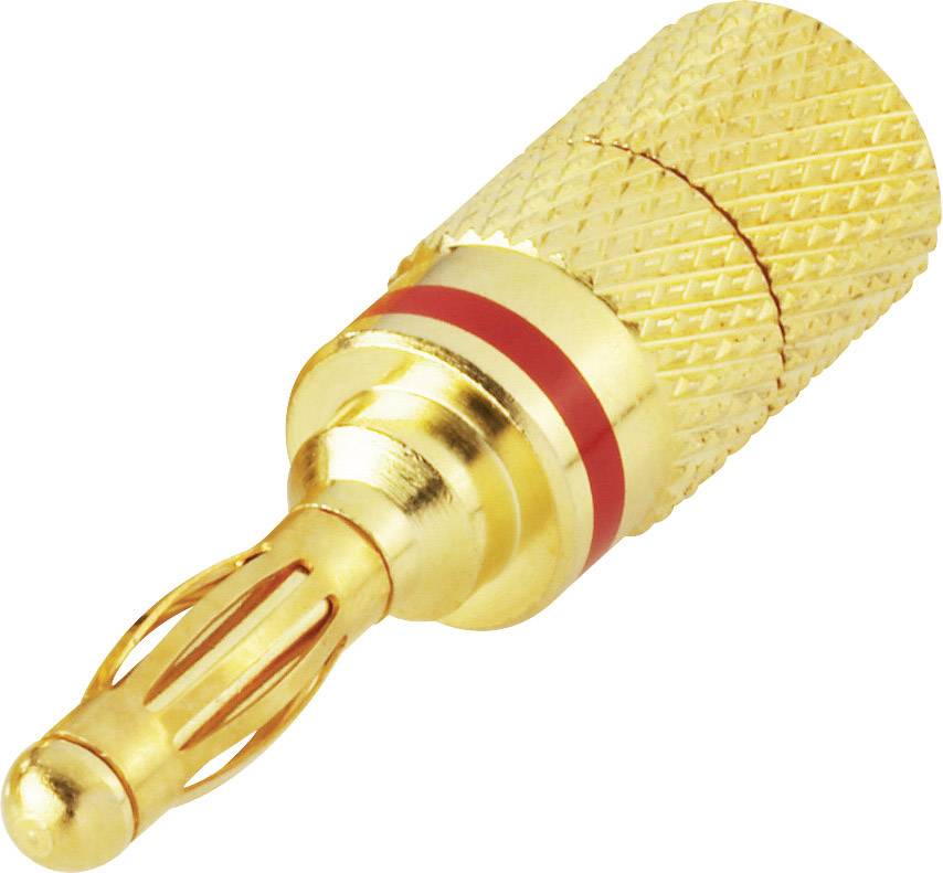 BKL Electronic 0103029 lamelni utikač, ravni muški, Ø4mm, crvena, 32A, vijčani priključak