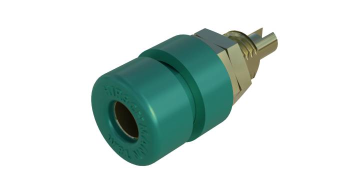 SKS Hirschmann 930166704 laboratorijska banana utičnica, ugradna vertikalna, Ø4mm, zelena, 32A