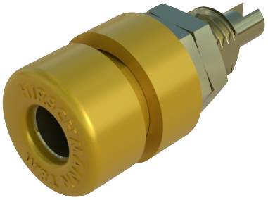 SKS Hirschmann 930166703 laboratorijska banana utičnica, ugradna vertikalna, Ø4mm, žuta, 60V/DC, 32A