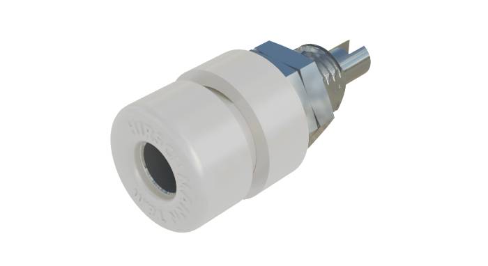 SKS Hirschmann 930166107 laboratorijska banana utičnica, ugradna vertikalna, Ø4mm, bela, 60V/DC, 32A