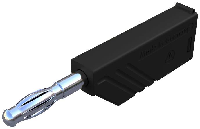 SKS Hirschmann 934100100 lamelni utikač, ravni muški, Ø4mm, crna, 60V/DC, 24A, vijčani priključak