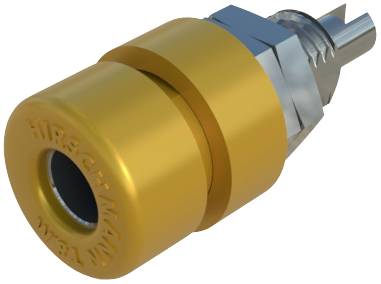 SKS Hirschmann 930166103 laboratorijska banana utičnica, ugradna vertikalna, Ø4mm, žuta, 60V/DC, 32A