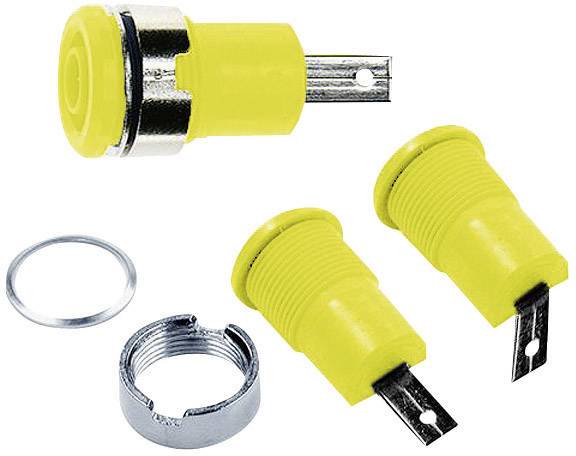 Stäubli 23.3070-24 sigurnosna laboratorijska banana utičnica, ugradna, Ø4mm, žuta, 1000V, 24A